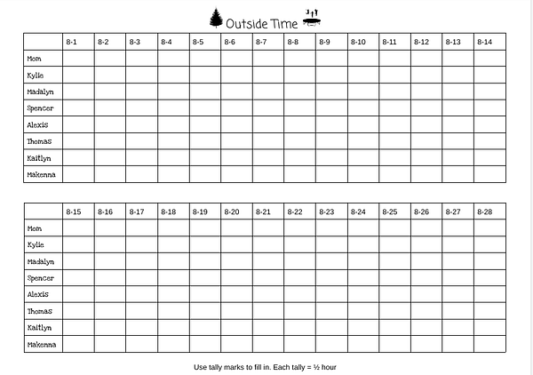 Outside Time Chart - Single Mom On A Farm